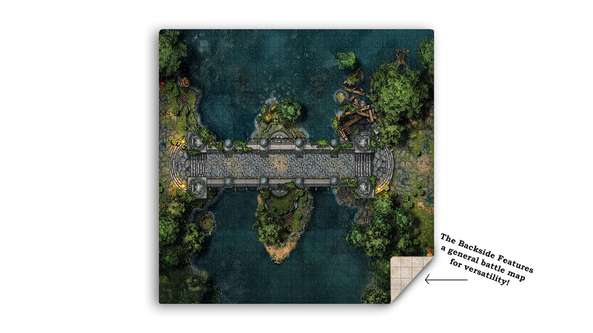 Overrun Bridge TTRPG Battle Map | Double-Sided | 2ft x 2ft – Jankmats