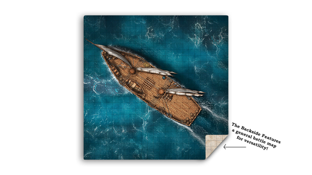 Ship on the Open Seas TTRPG Battle Map Boat | Double-Sided | 2ft x 2ft ...
