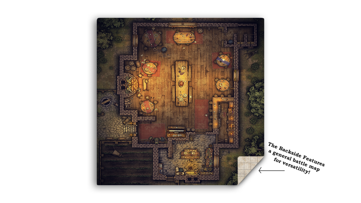 Tavern TTRPG Battle Map | Double-Sided | 2ft x 2ft – Jankmats